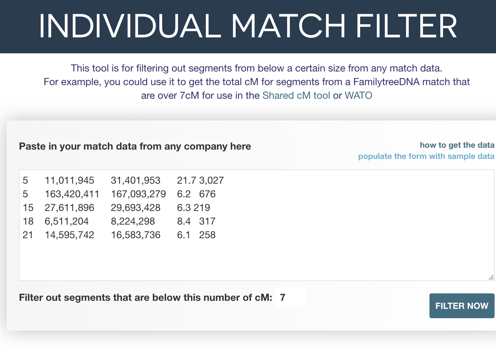DNA Painter | Individual Match Filter